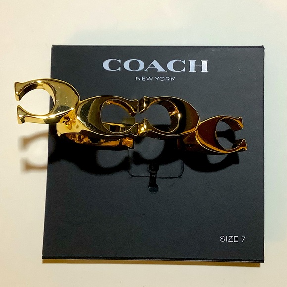 Coach | Jewelry | Coach Logo Double Finger Signature Ring Size 7 New ...
